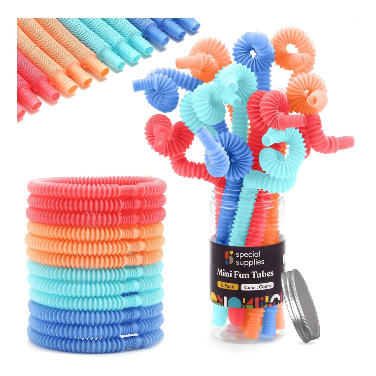 Special Supplies 12-Pack MINI Fun Pull and Pop Tubes for Kids Stretch ...