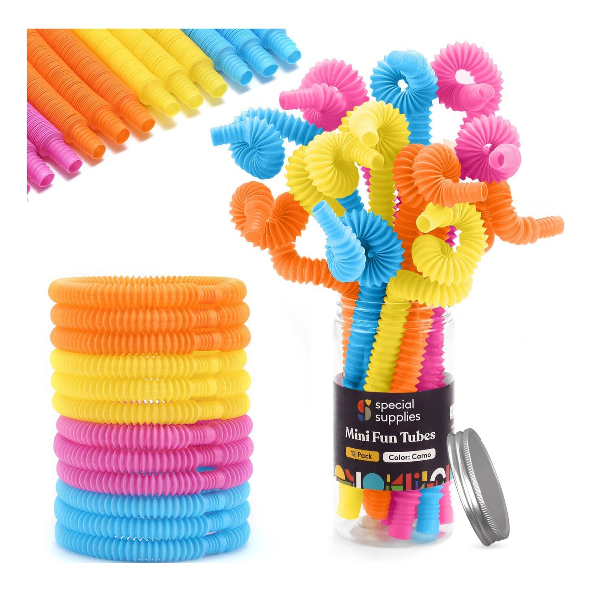 Special Supplies 12-Pack MINI Fun Pull and Pop Tubes for Kids Stretch ...