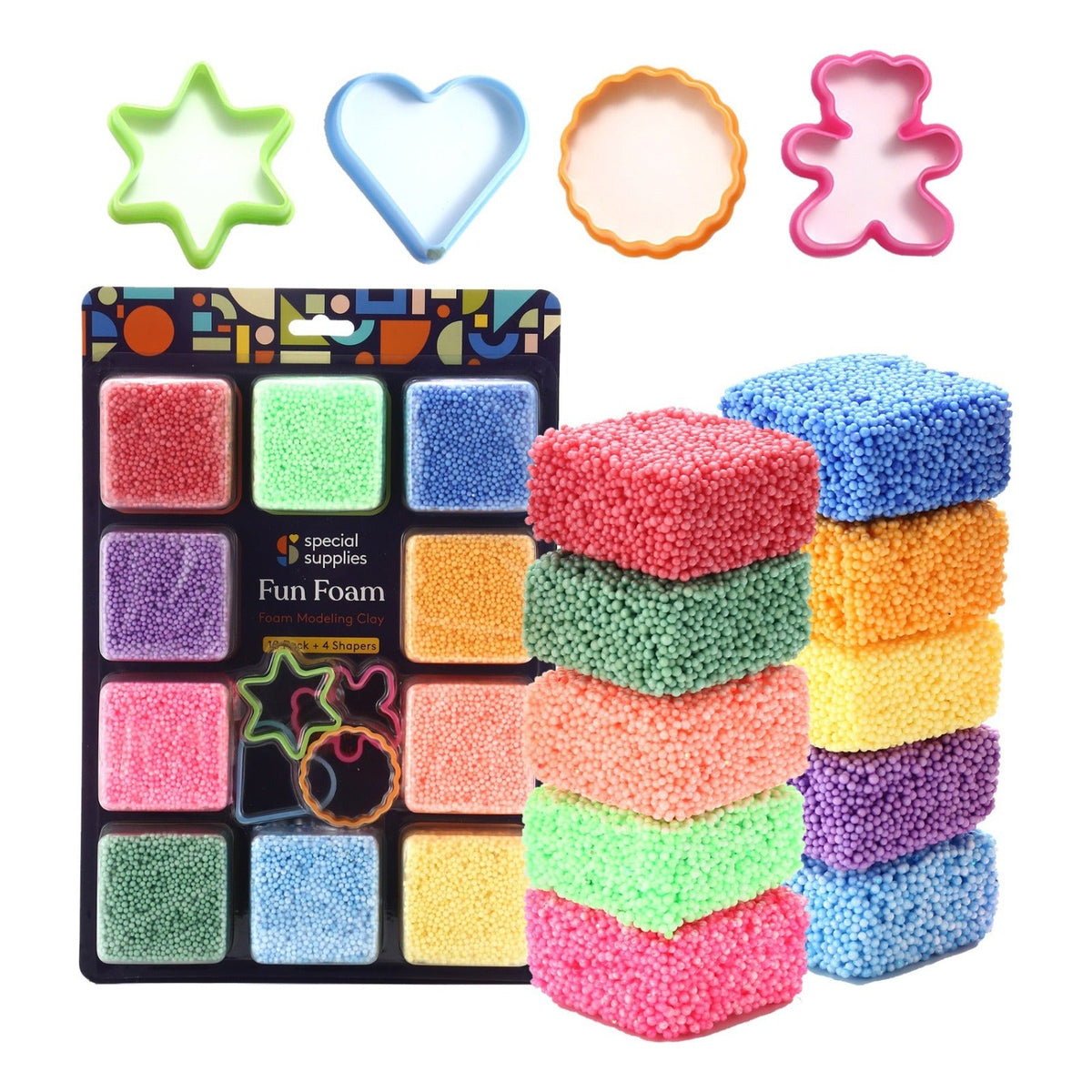 Fun Foam Modeling Foam Beads Play Kit ( 10 Blocks)- 4 Shapes – The ...
