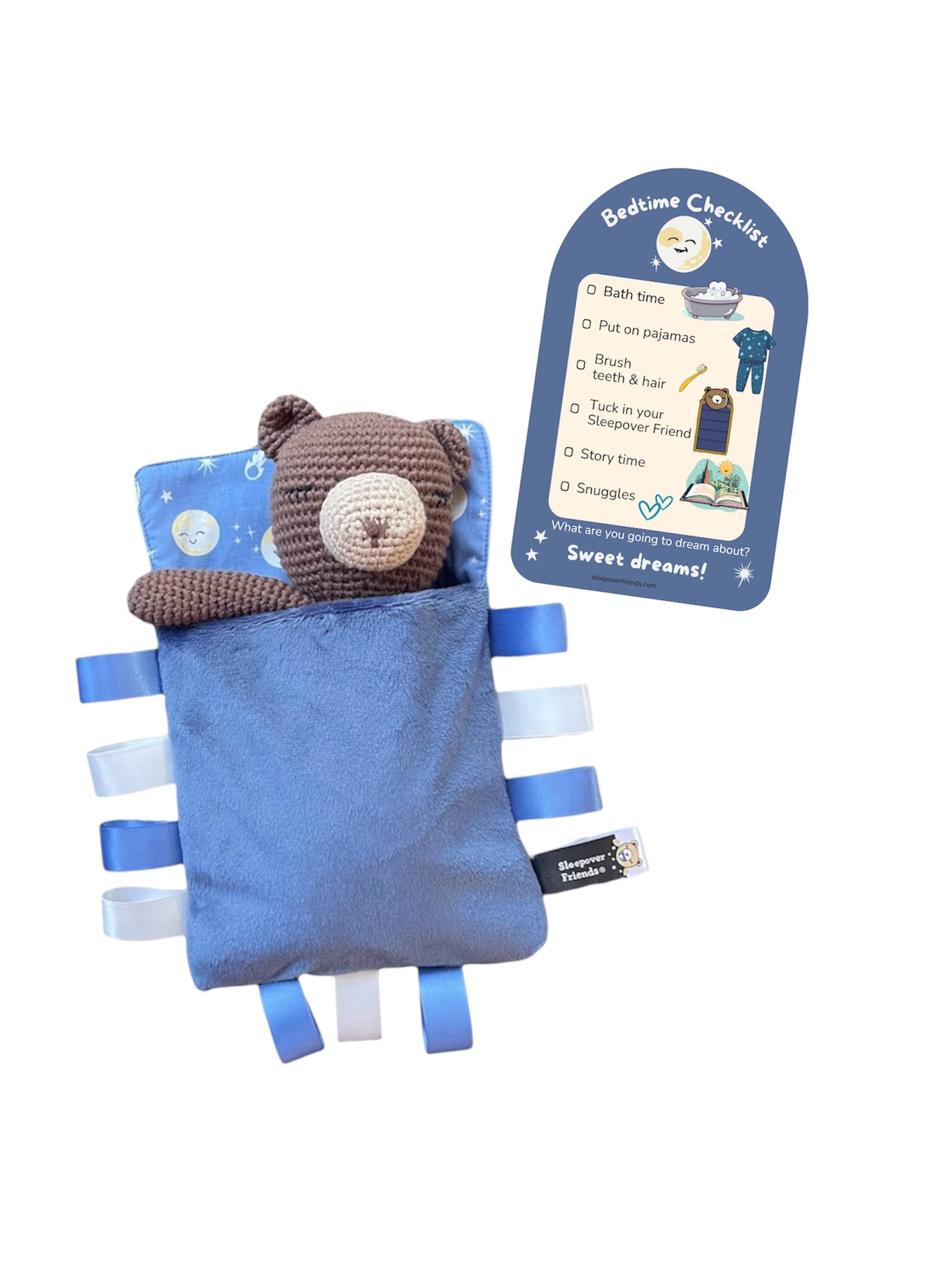 Bear in bedtime sleeping bag with bedtime checklist – The Autism Store