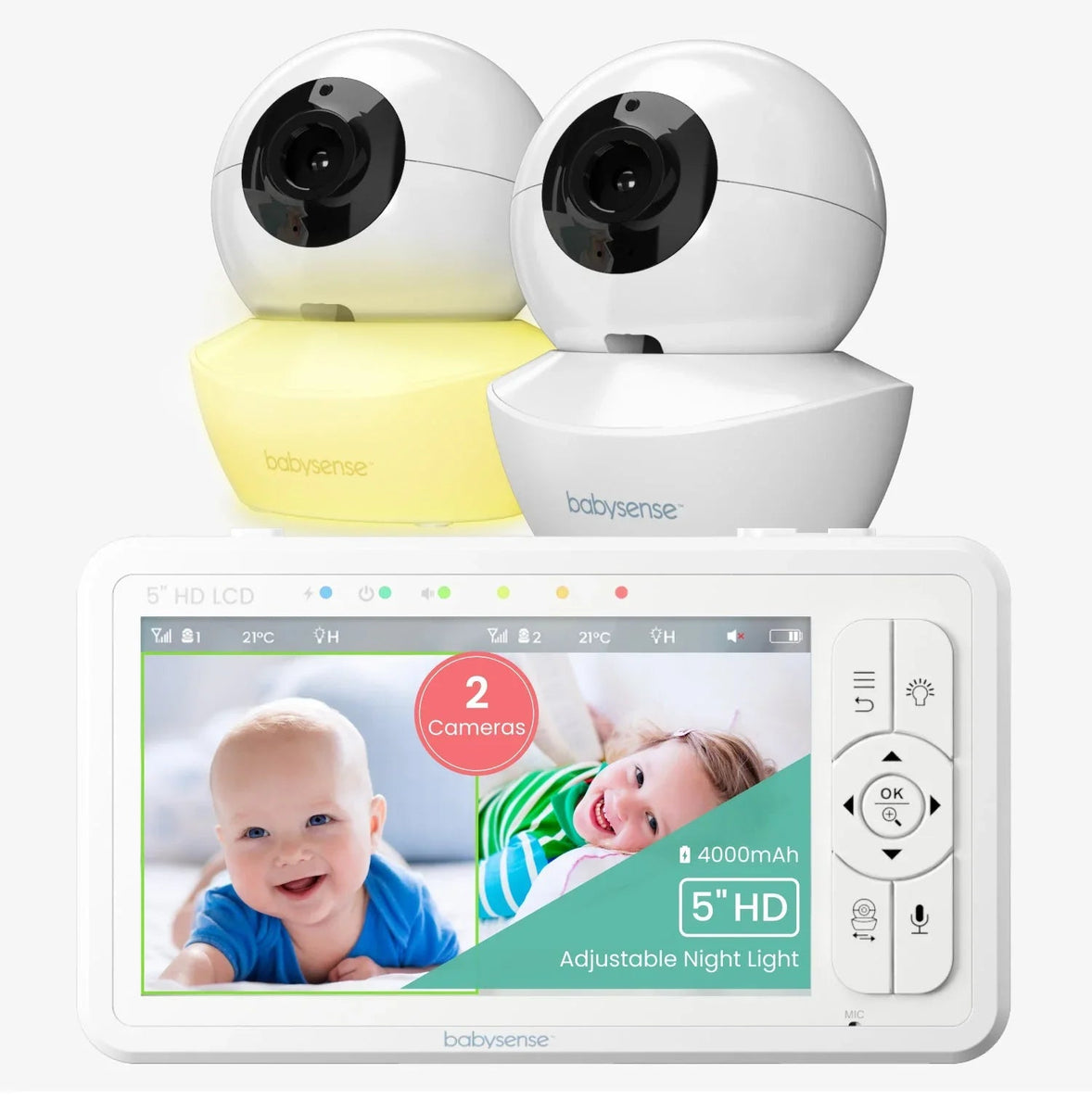 Babysense HD S2: Video Baby Monitor with 2 Cameras, Non Wifi, Split Sc ...