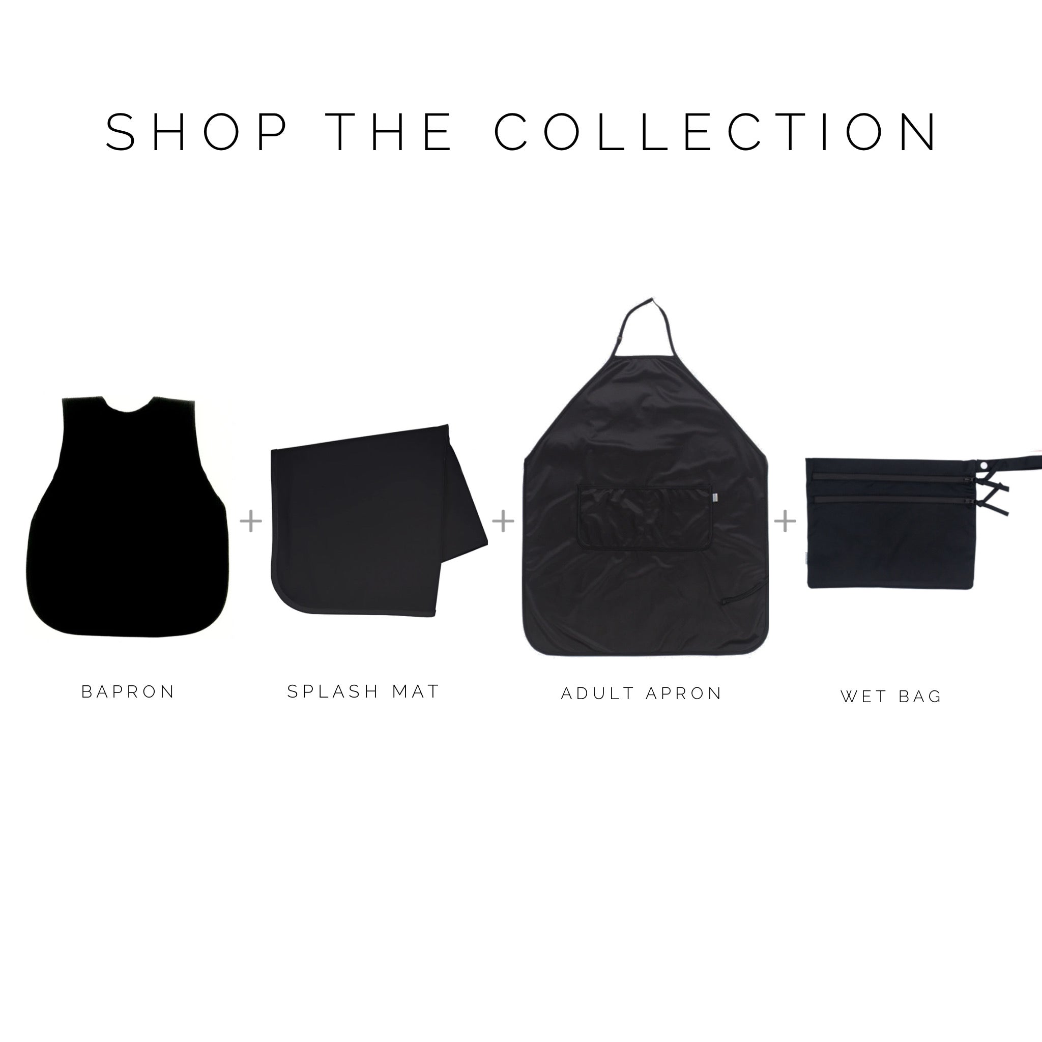 Solid Black Minimalist Apron - fits sizes youth small through adult 2X ...