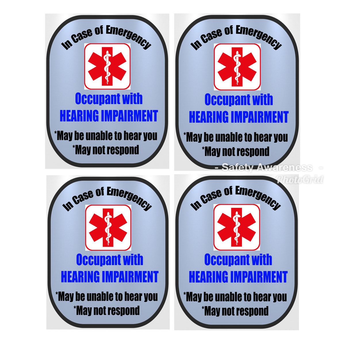 4 Pack Hearing Impaired Decal Medical Alert Safety Sticker Set – The ...