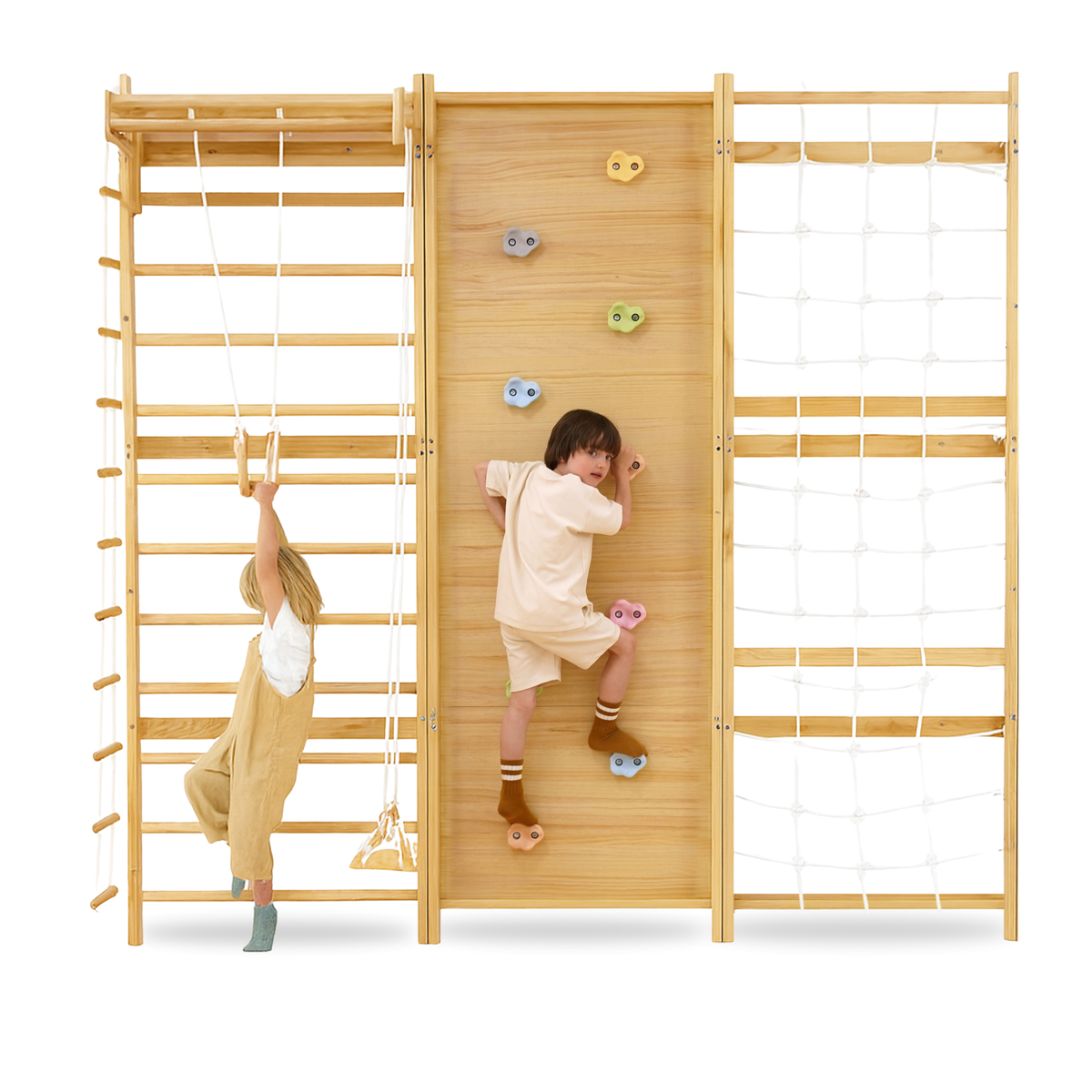 Walnut Modular | Swedish Ladder Jungle Gym - 79" Height - Wall Mounted ...