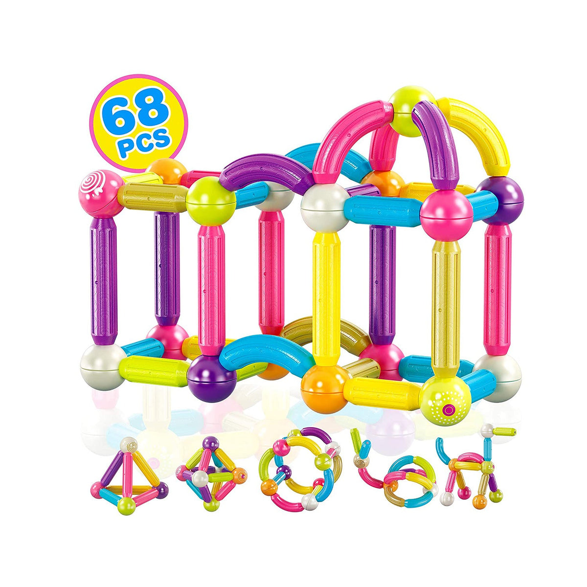 Magnetic Stix Stick 3D Building Blocks - 68 PCS – The Autism Store